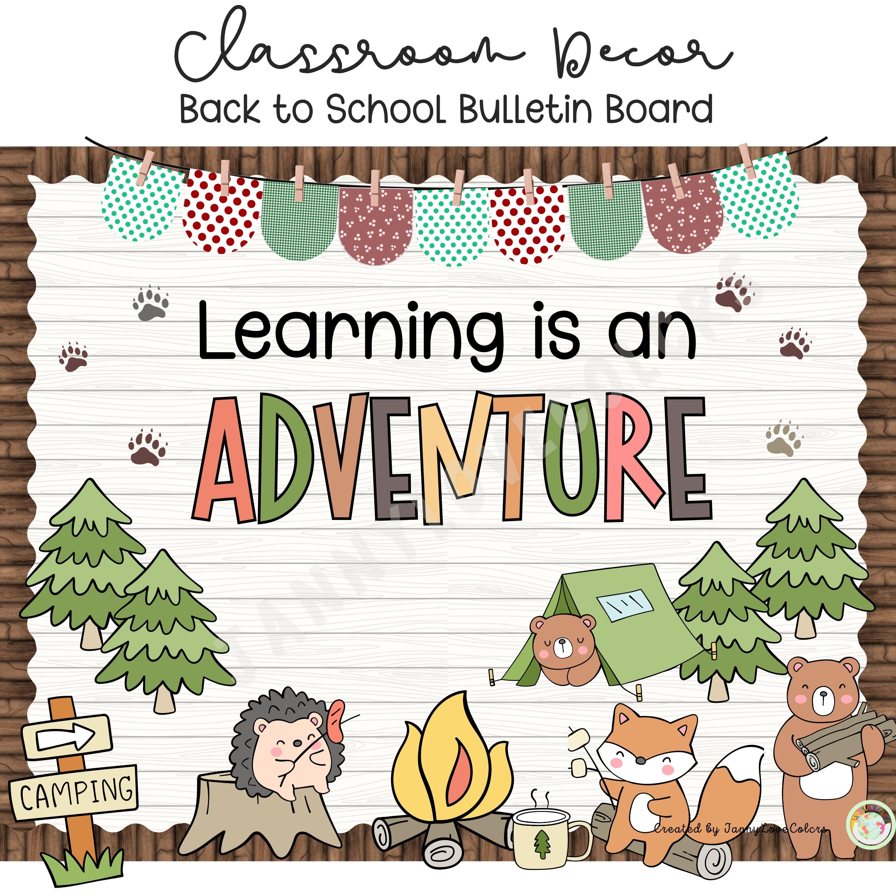 Back to School Bulletin Board Kit Camping Adventure Door Decor Editable ...