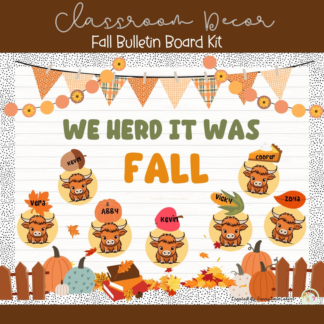 Highland Cow Fall Bulletin Board Kit: Autumn Classroom Decor (PDF Files ...