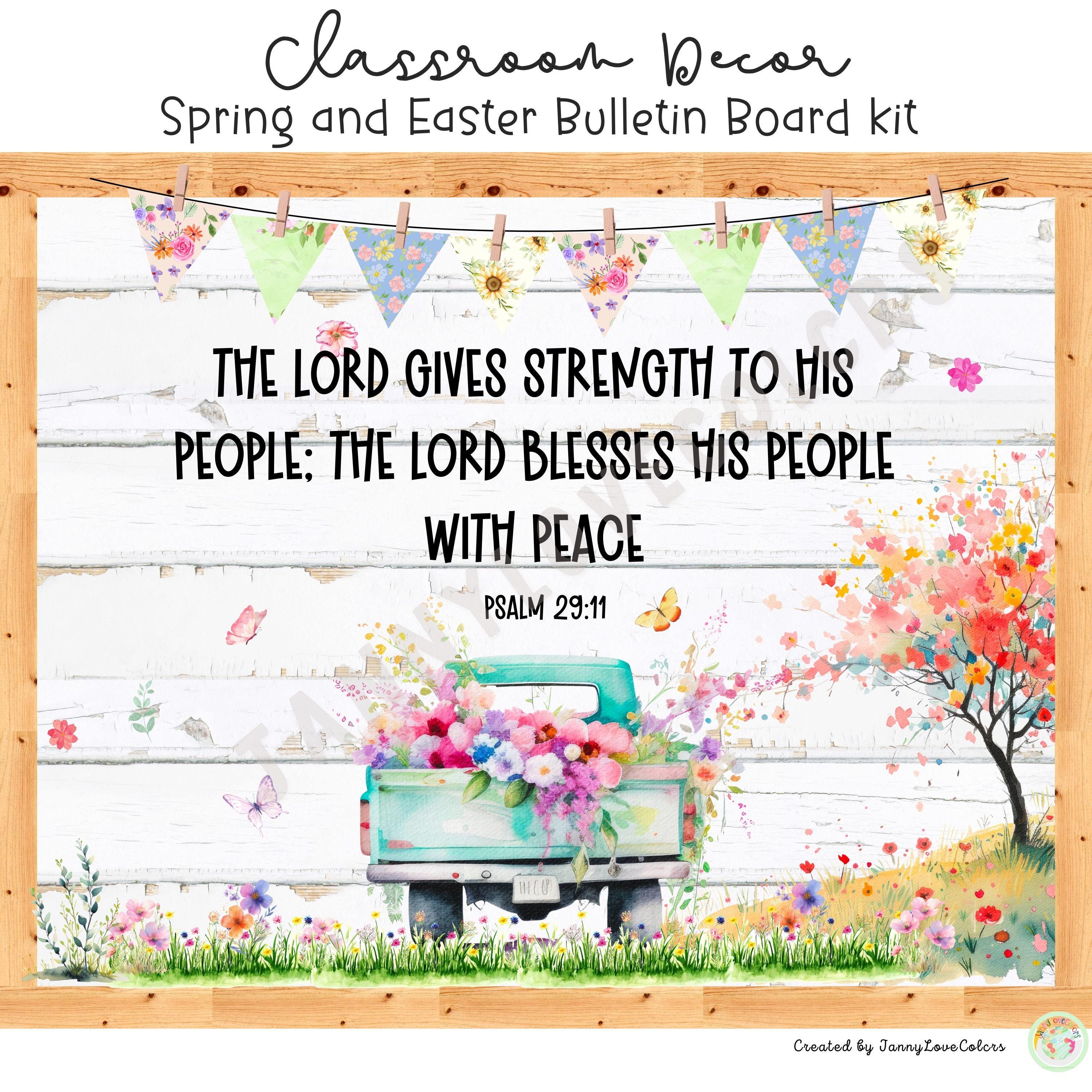 Christian Spring Bulletin Board Kit: Bible Verse Classroom Decor ...