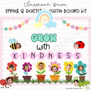 Spring Bulletin Board Kit or Door Decor Kindness Flower Classroom Decor ...