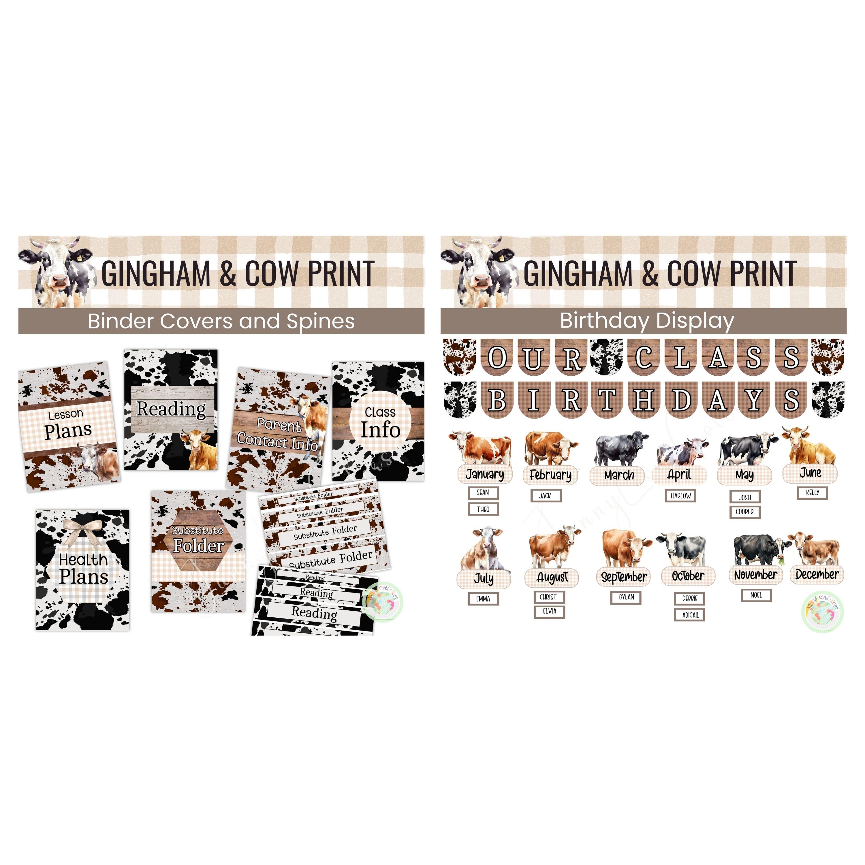 Gingham Cow Print Classroom Decor Bundle: Farmhouse Style - Etsy