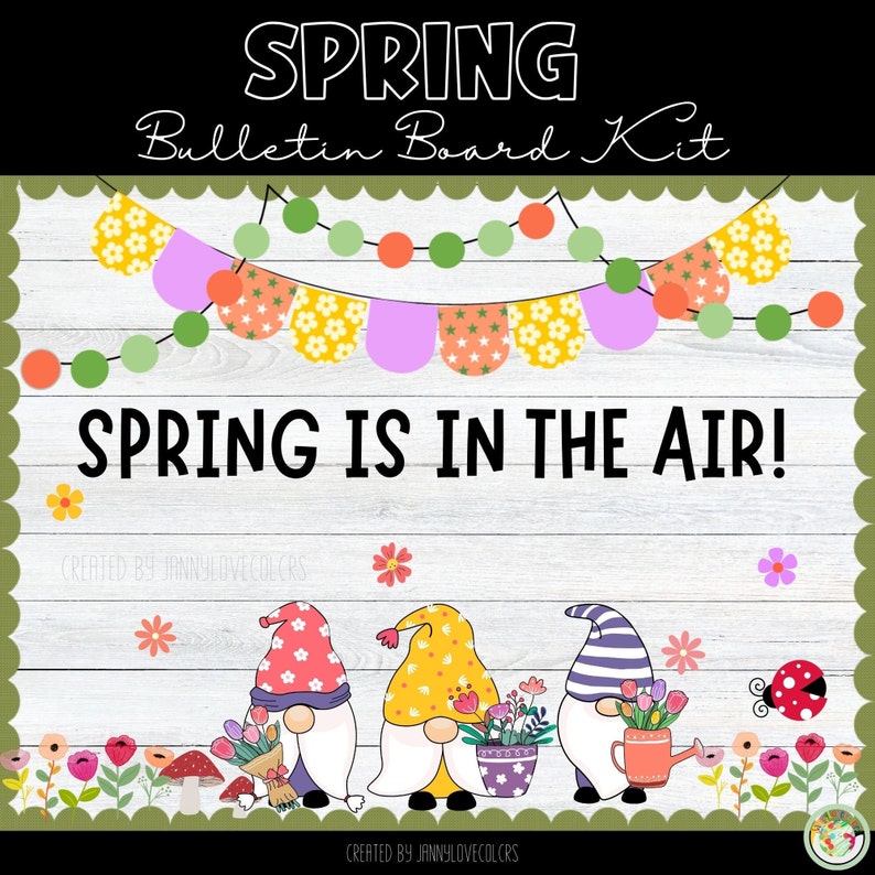 Spring Gnomies Spring Bulletin Board Kit, March Bulletin Board ...