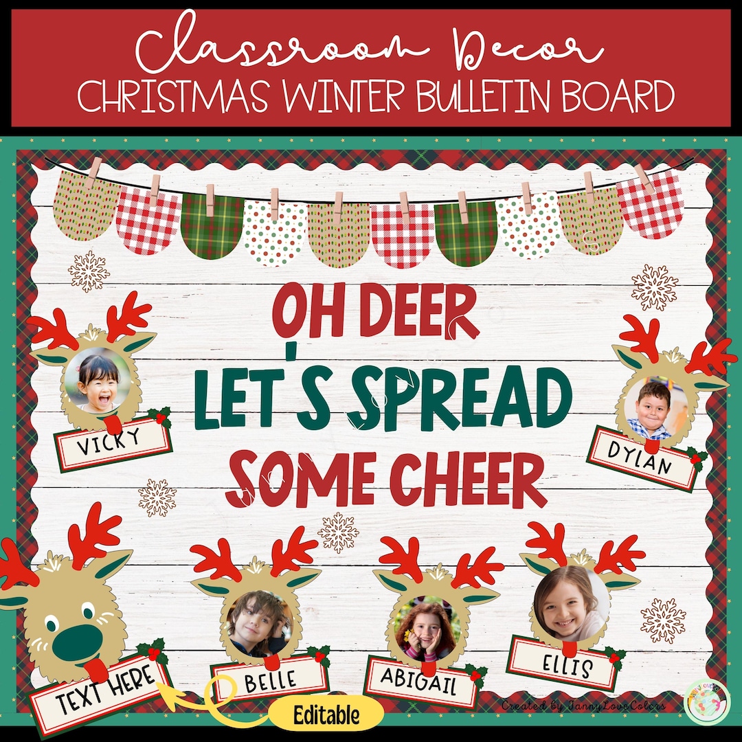 Reindeer Christmas Bulletin Board Kit: Classroom Winter Decor ...