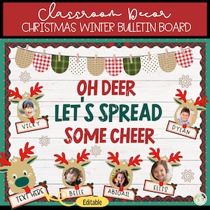 Reindeer Christmas Bulletin Board Kit: Classroom Winter Decor ...
