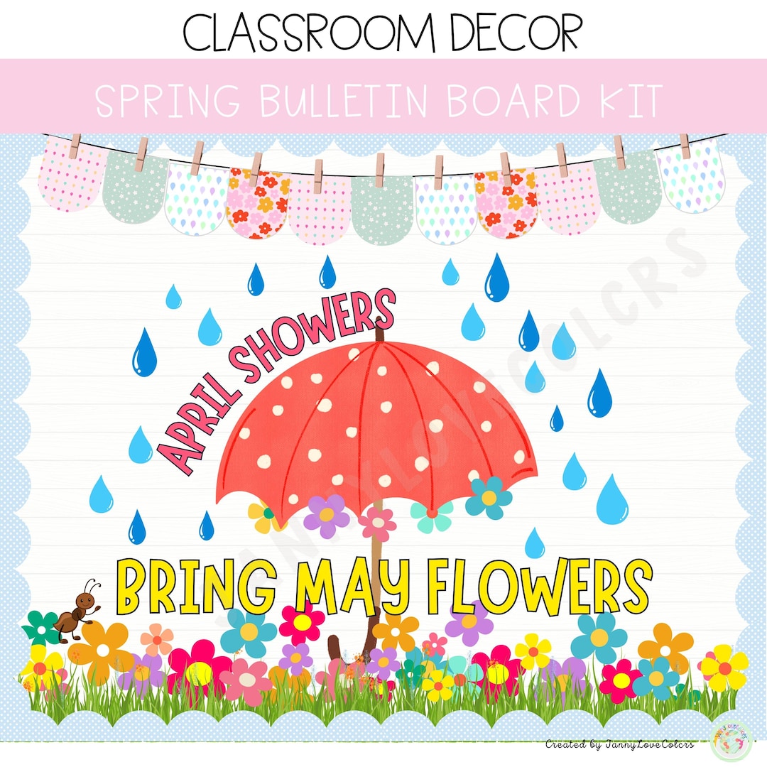 Spring Bulletin Board | April Showers Bulletin | Pastel Classroom Decor ...