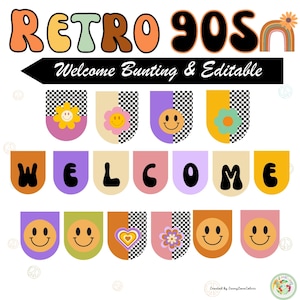 Retro 90s Theme Classroom Decor BUNDLE | Printable | Digital Download ...