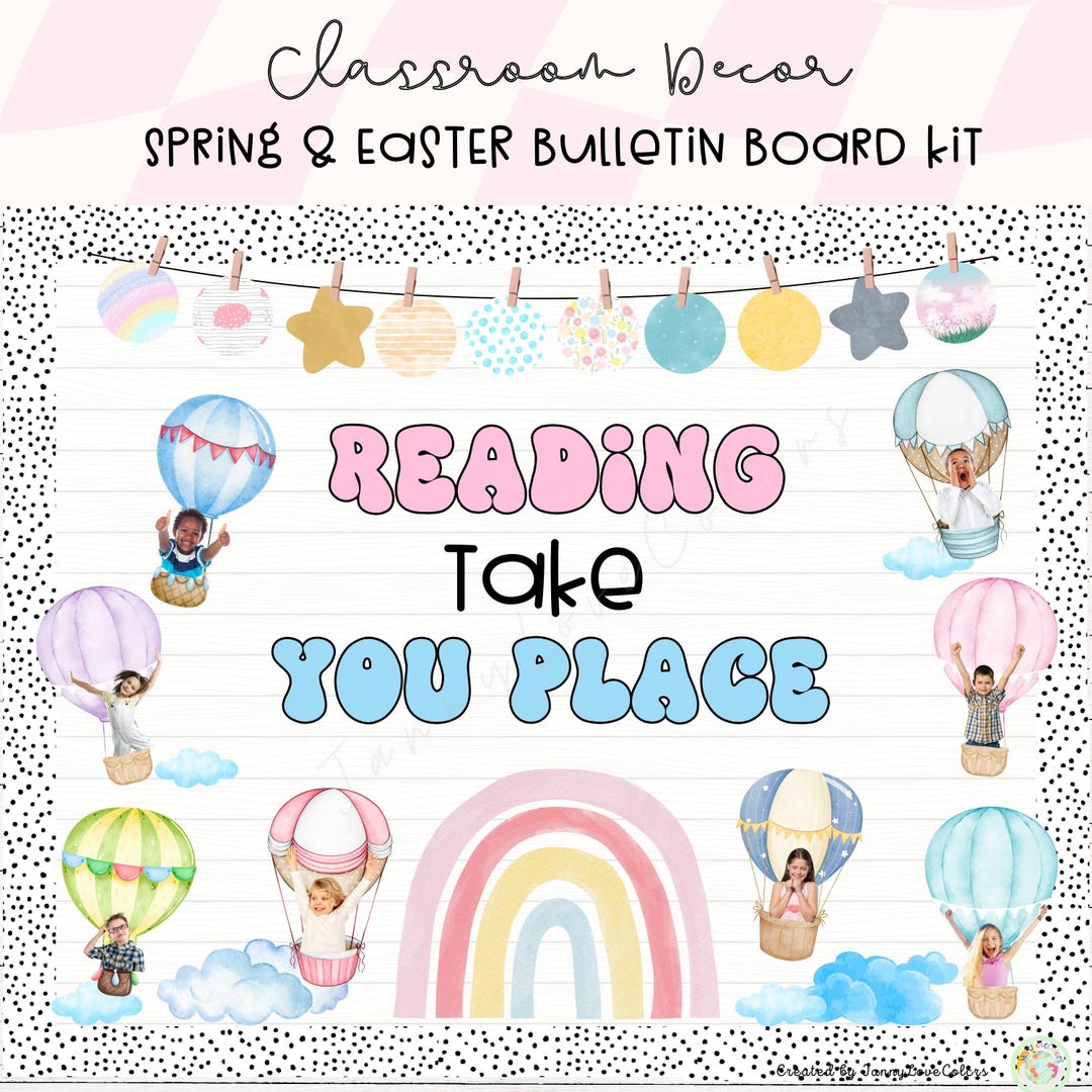 Hot Air Balloon Bulletin Board Kit | Spring Bulletin Boards Digital ...