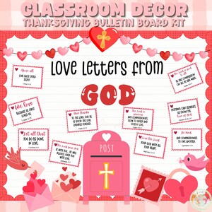 Christian Valentine Bulletin Board Kit | God's Love Classroom Decor ...