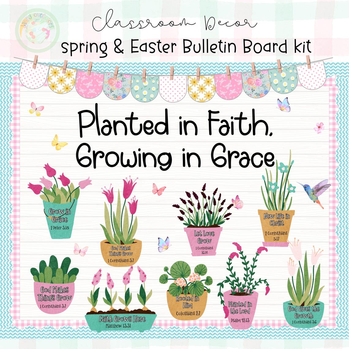 Spring Bulletin Board Kit Christian Classroom Decor Printable (digital ...