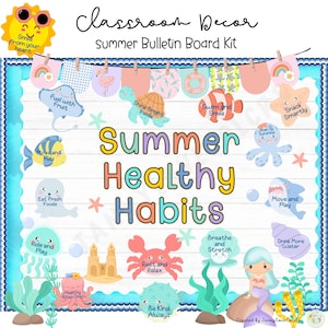 Summer Mental Health Bulletin Board Kit: Ocean Classroom Decor (digital ...