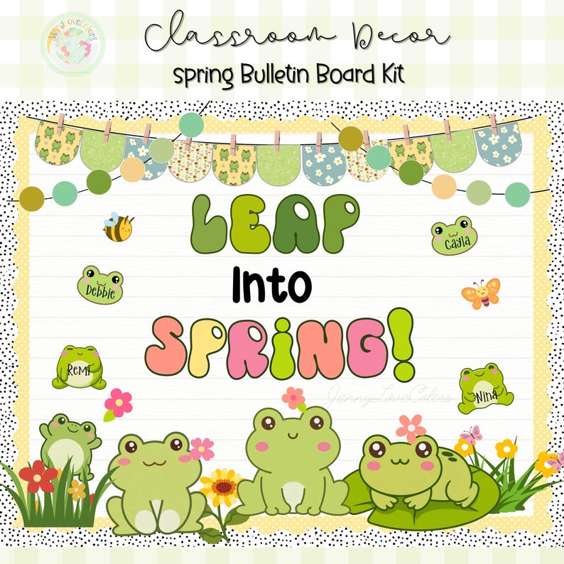 Spring Bulletin Board Kit, Frog Theme, Classroom Door Display (digital ...