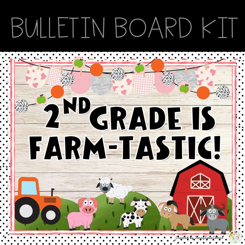 On the Farm Bulletin Board Kit L Kindergarten Decor Farm Animals ...
