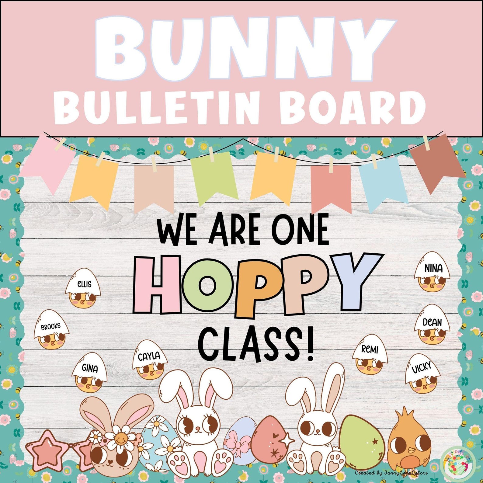 Easter Bunny Bulletin Board Kit: 'hoppy Class' Decor (digital Download ...