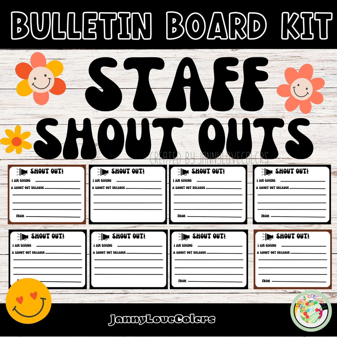 Staff Shout Outs Bulletin Board Letters Shout Out Cards Groovy ...