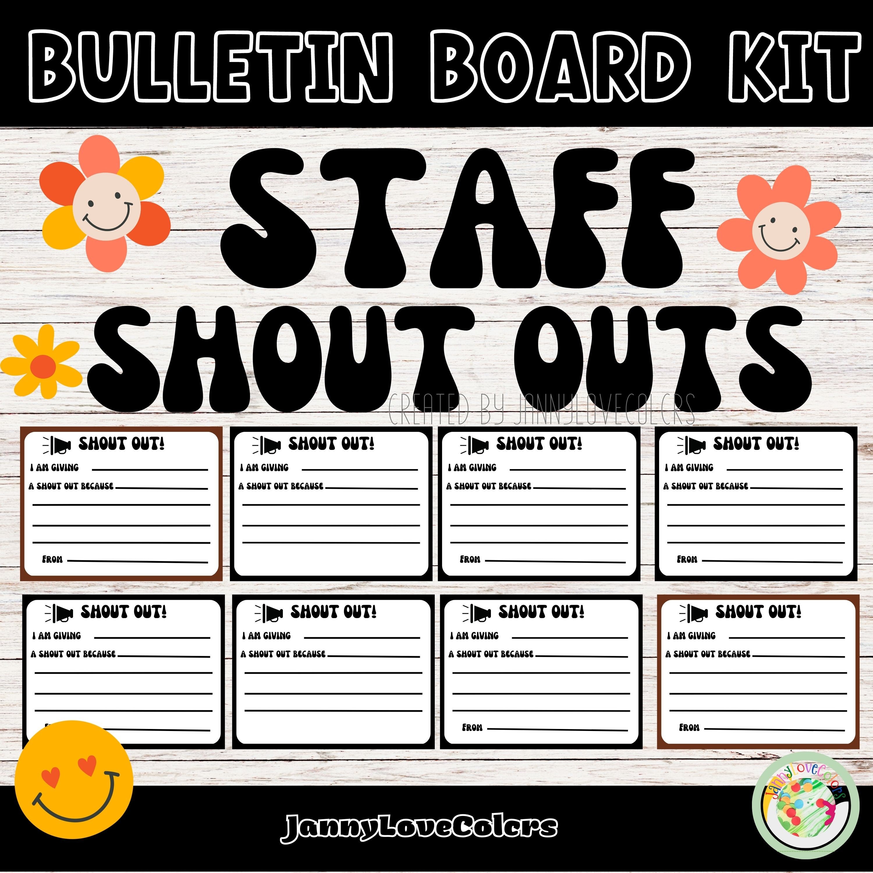 Staff Shout Outs Bulletin Board Letters Shout Out Cards Groovy - Etsy