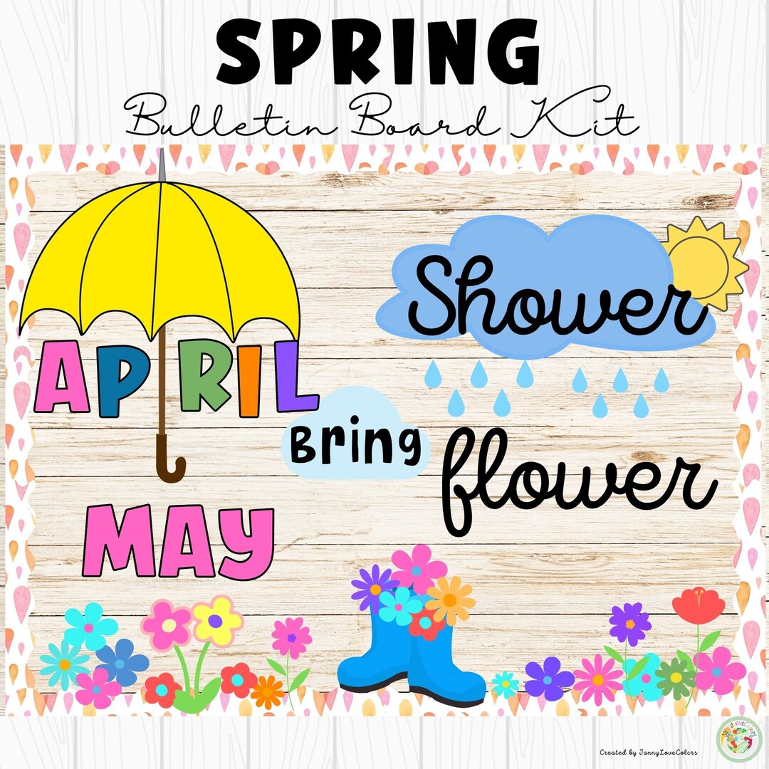 April Showers Bright May Flowers Bulletin Board Kit, Classroom Decor - Etsy