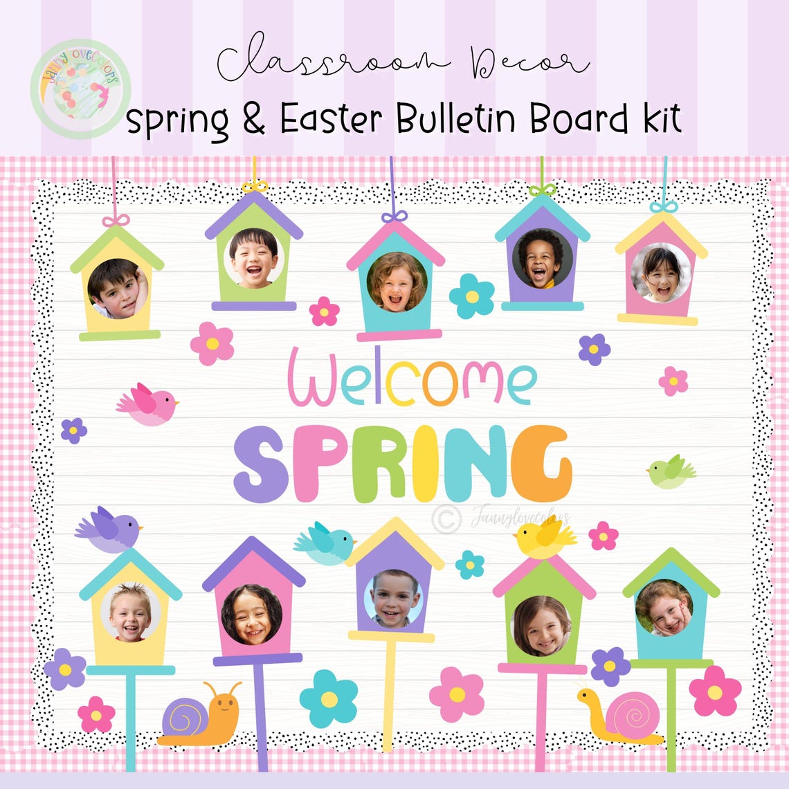 Spring Easter Bulletin Board Kit | Classroom Door Decor (editable Canva ...