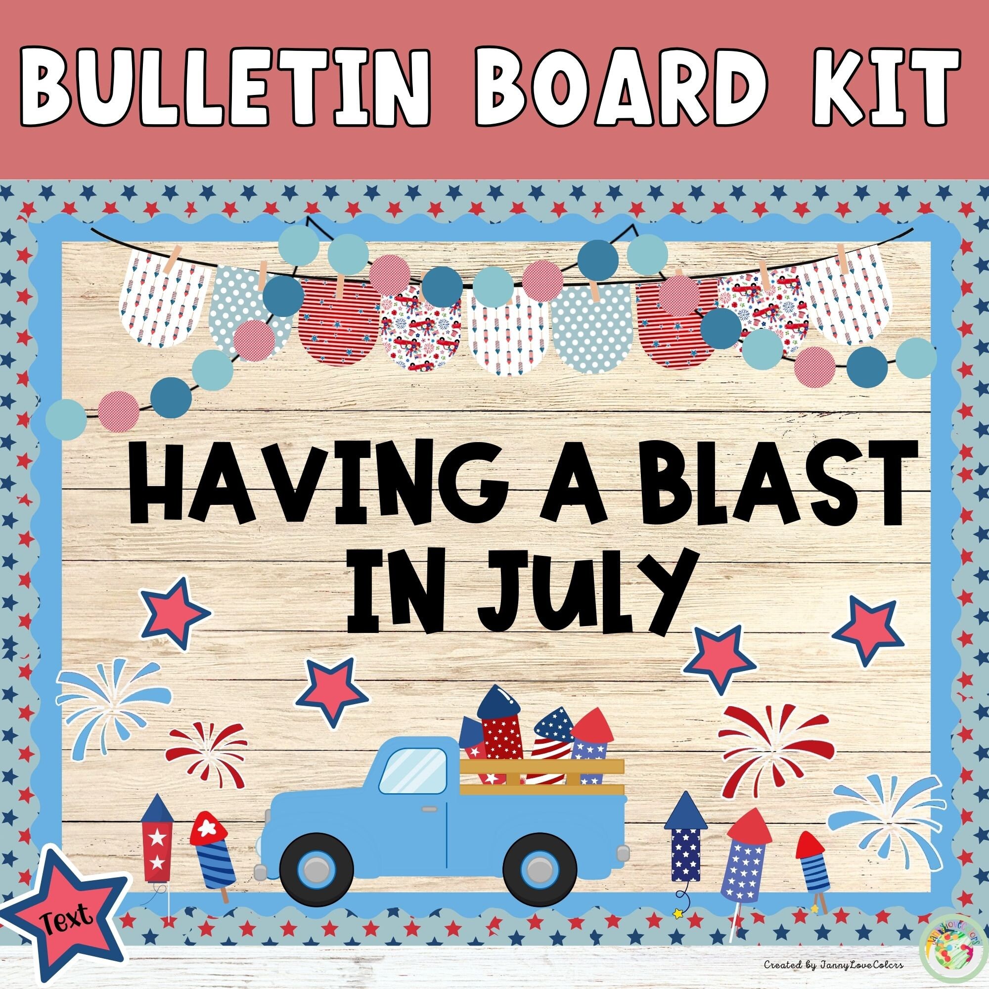Patriotic 4th of July Bulletin Board Door Decoration Fireworks Truck ...