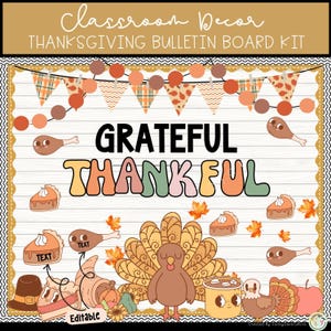Thanksgiving Groovy Bulletin Board Kit Fall Door Decor Classroom ...
