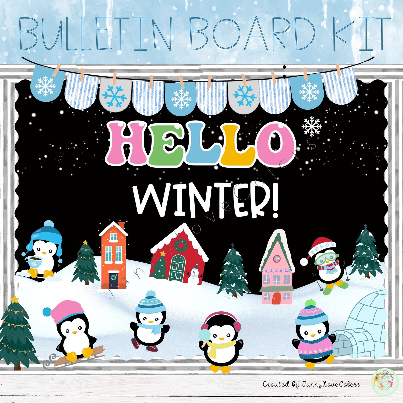 Winter Penguins Bulletin Board Kit: New Year Classroom Decor (PDF) - Etsy