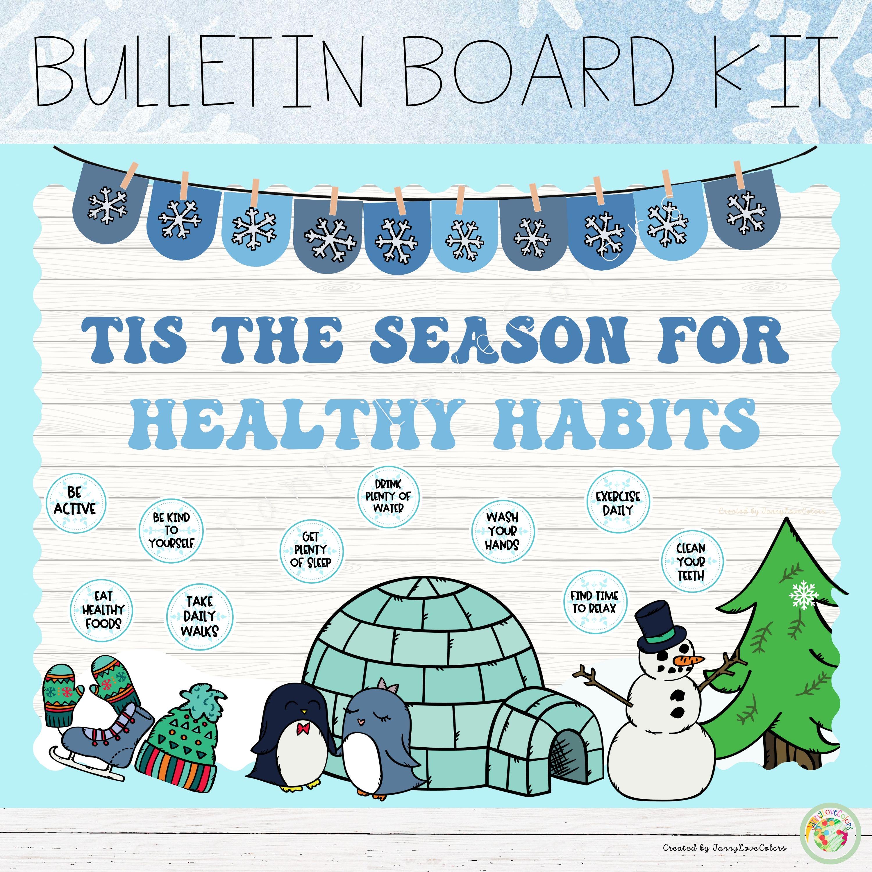 Winter Healthy Habits Bulletin Board Kit: Snowman Classroom Decor ...