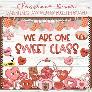 Retro Valentine's Bulletin Board Decor: Editable February Classroom ...