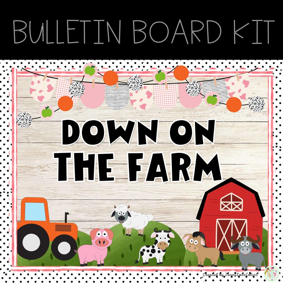 On the Farm Bulletin Board Kit L Kindergarten Decor | Farm Animals ...
