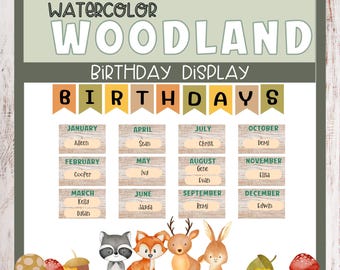 EDITABLE Woodland Classroom Birthday Display, Primary School Cute ...