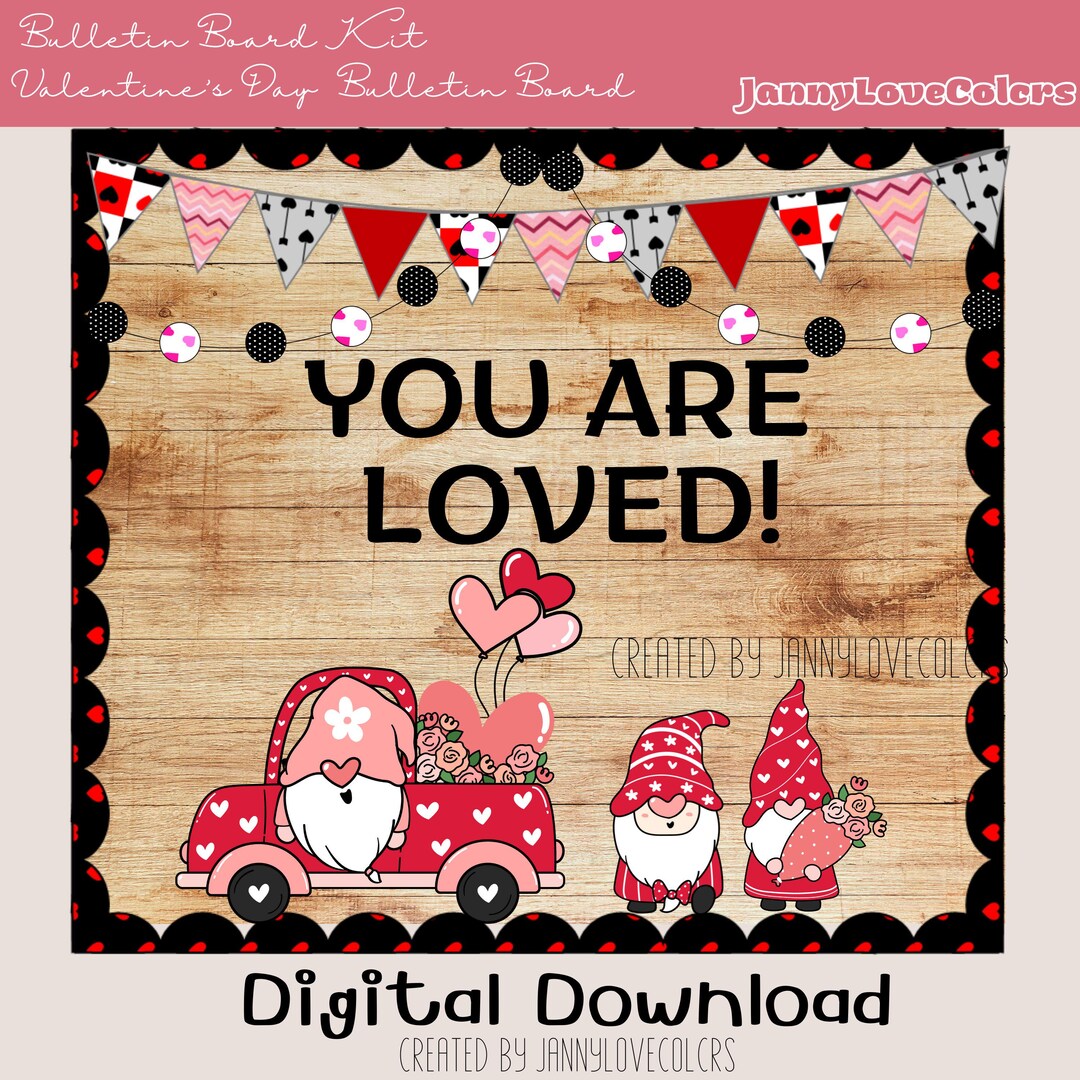 Valentine Cute Gnomes | Valentine's Day Bulletin Board | February ...