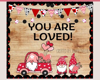 Valentine's Day Bulletin Board Kit Gnomes Heart Classroom Decor ...