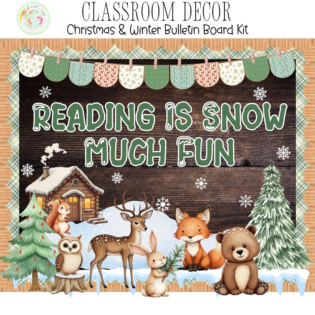 Winter Woodland Bulletin Board Kit | Christmas Classroom Decor (digital ...