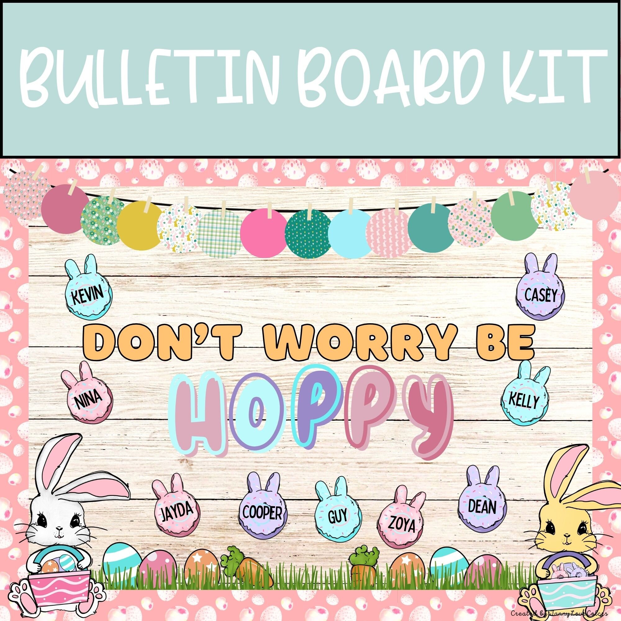 Spring Bunny Bulletin Board Classroom Decor Kit, Editable - Etsy
