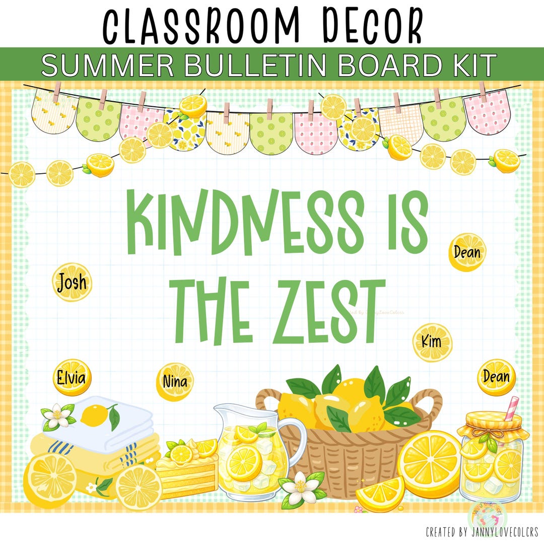 Lemon Bulletin Board Kit | Summer Classroom Decor, Kindness Theme ...