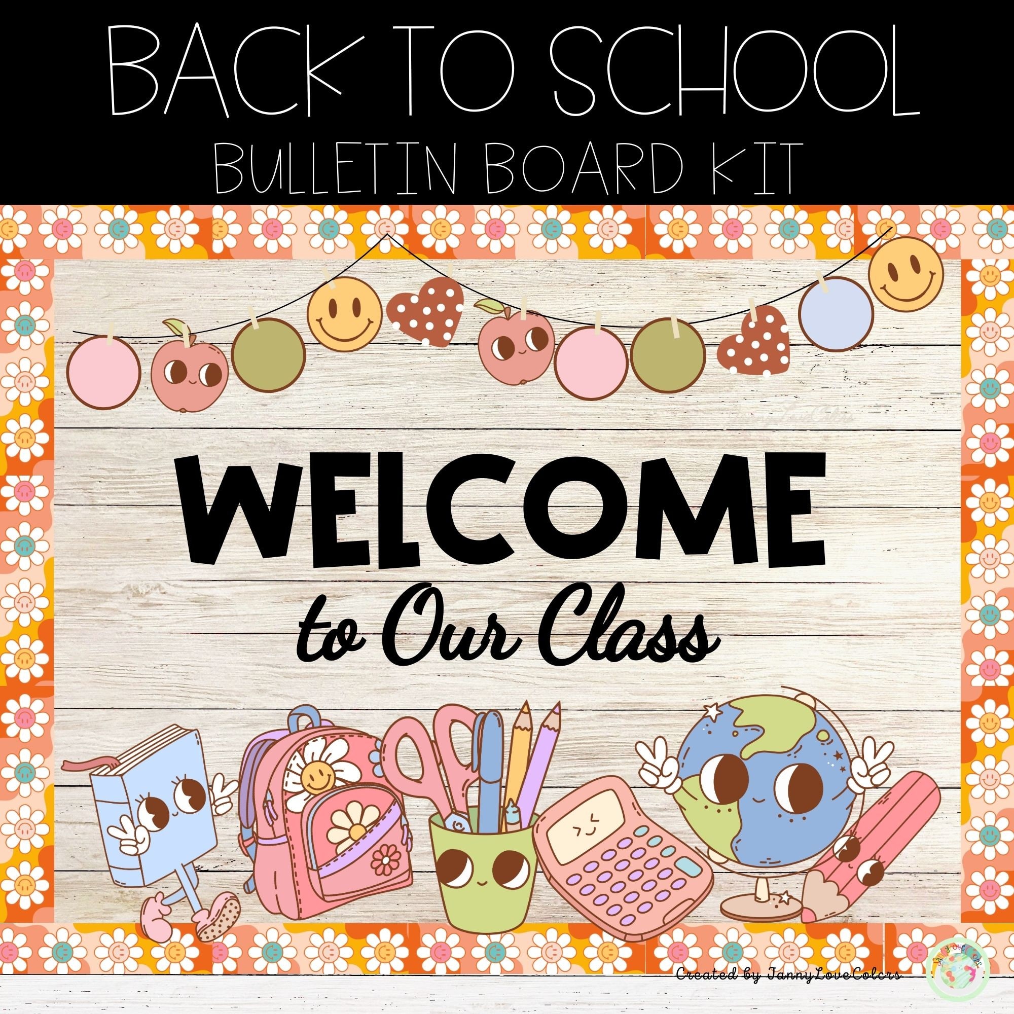 Groovy Retro Back to School Bulletin Board and Door Kit, Classroom ...