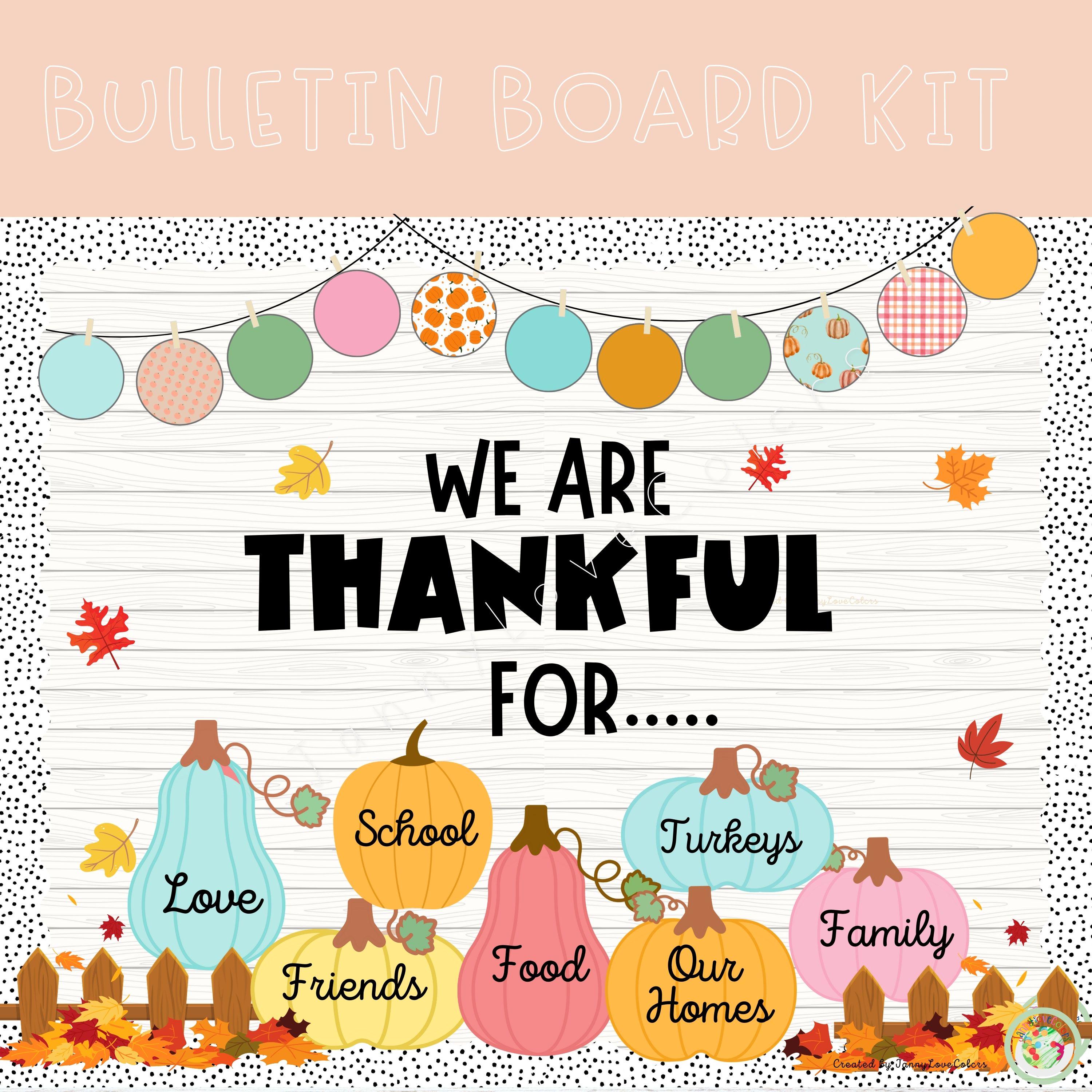 Thanksgiving Bulletin Board Kit: Plaid Pumpkin Decor (digital Download ...