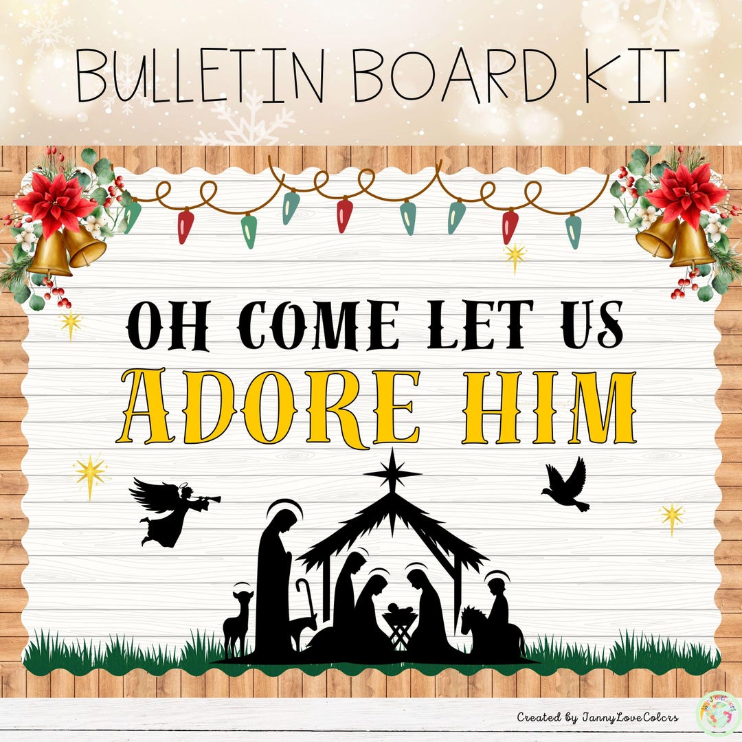 Nativity Scene Bulletin Board Kit: Christmas Classroom Decor (digital ...