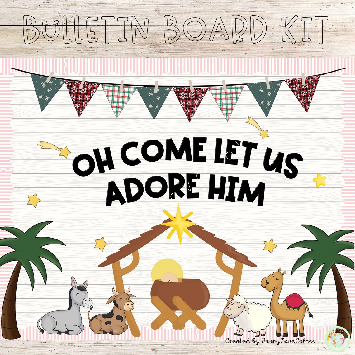 Nativity Bulletin Board Kit: Christian Classroom Decor (digital ...