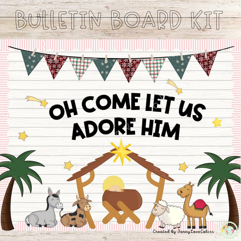 Nativity Bulletin Board Kit: Christian Classroom Decor (digital ...
