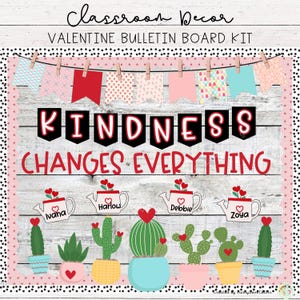 Valentine's Day Bulletin Board Kit Door Decor Kindness Positive Theme ...