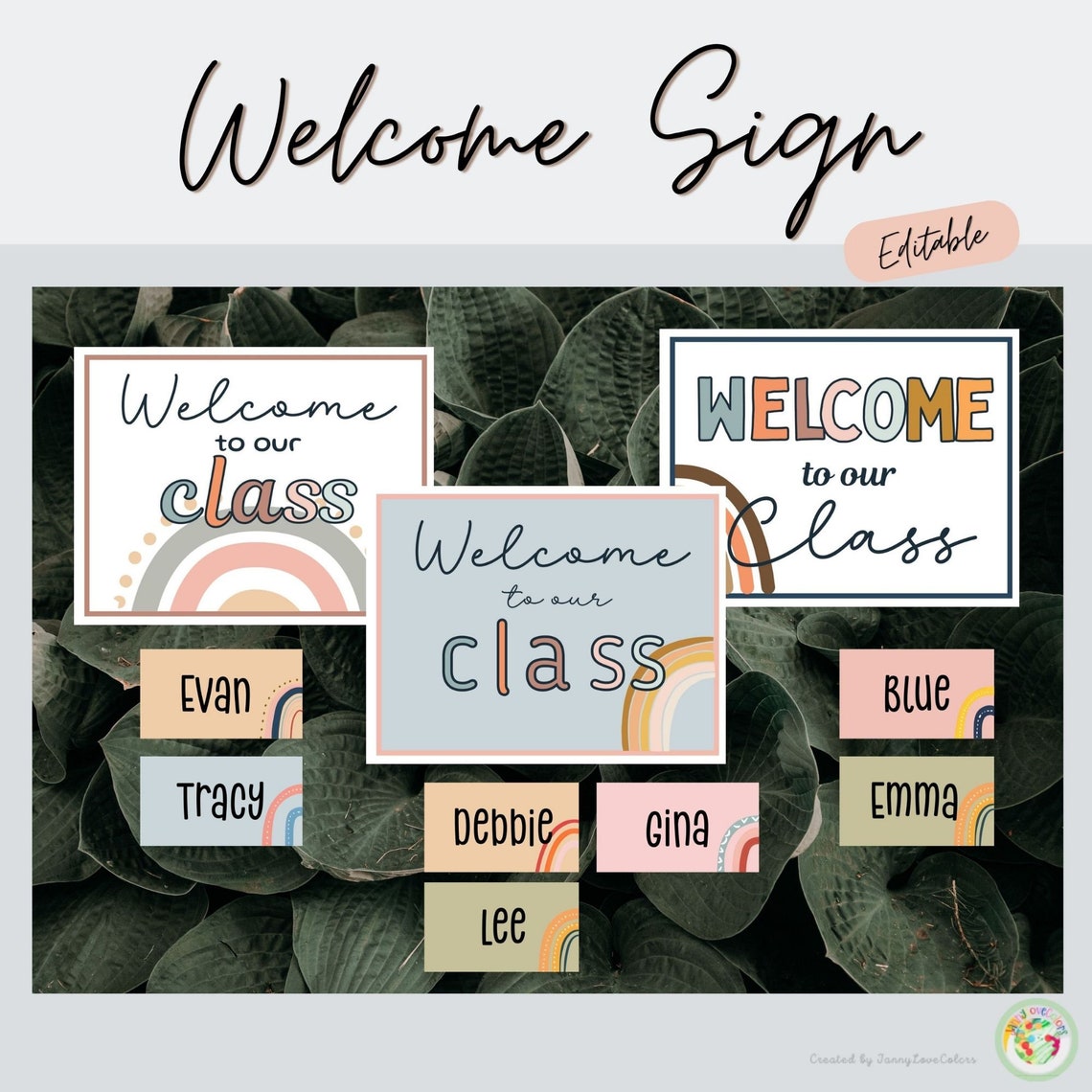 Boho Rainbow Classroom Decor Bundle: Editable, Calm, Cheerful - Etsy