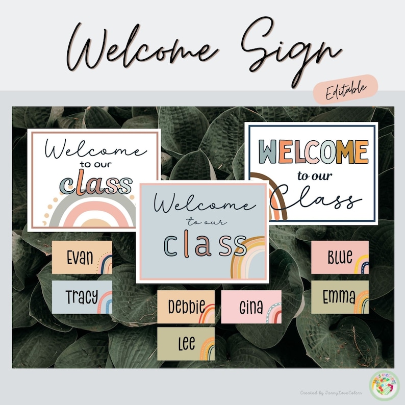 Boho Rainbow Classroom Decor Bundle: Editable, Calm, Cheerful - Etsy