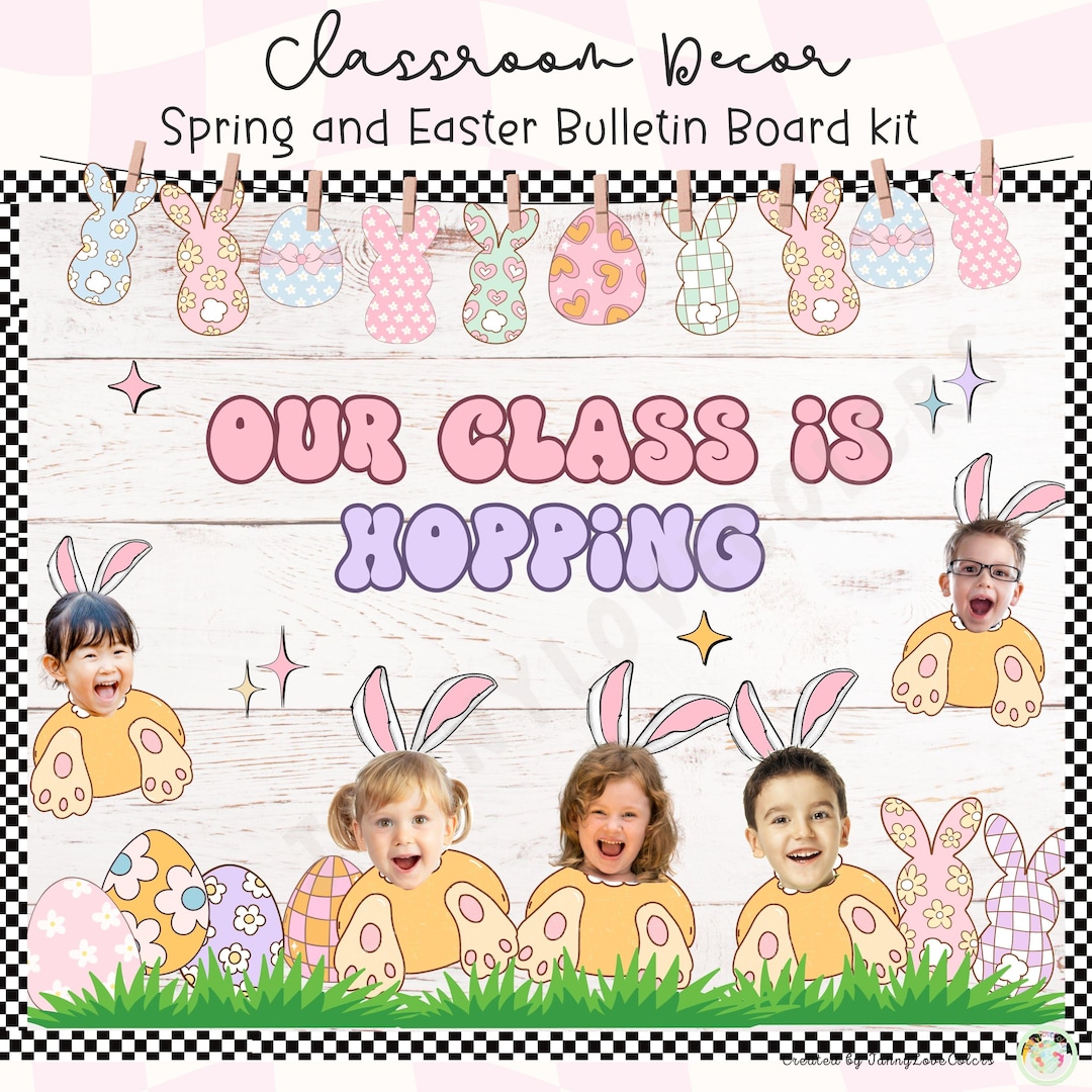 Easter Bulletin Board Kit, Bunny Bulletin, Easter Classroom Door Decor ...