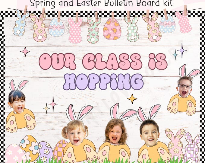 Easter Bulletin Board | Easter Egg Class Decor | Children’s Faces ...