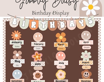 Retro Classroom Decor Birthday Display | Bright Rainbow Birthday ...