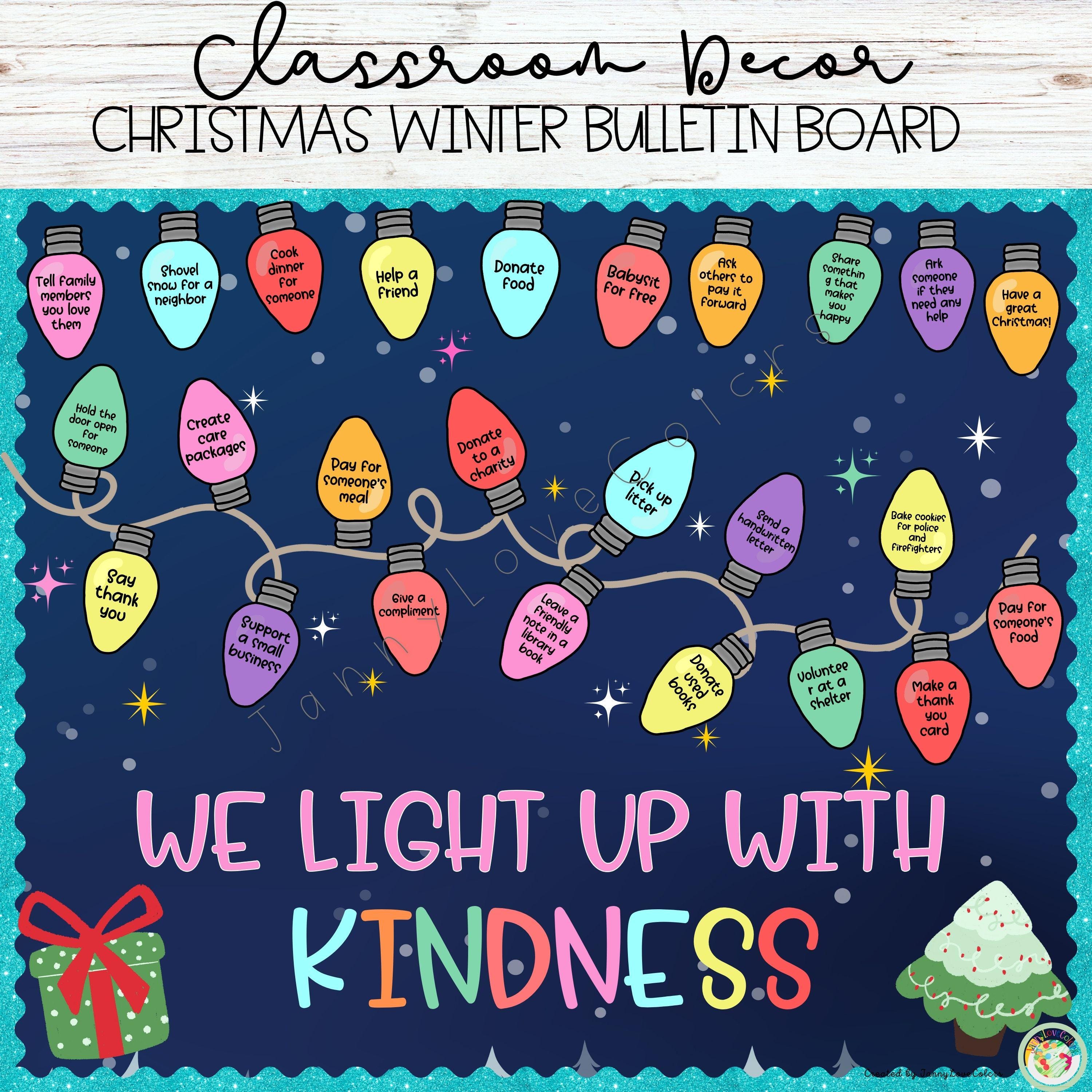 Christmas Kindness Bulletin Board Kit: Classroom Holiday Decor (digital ...