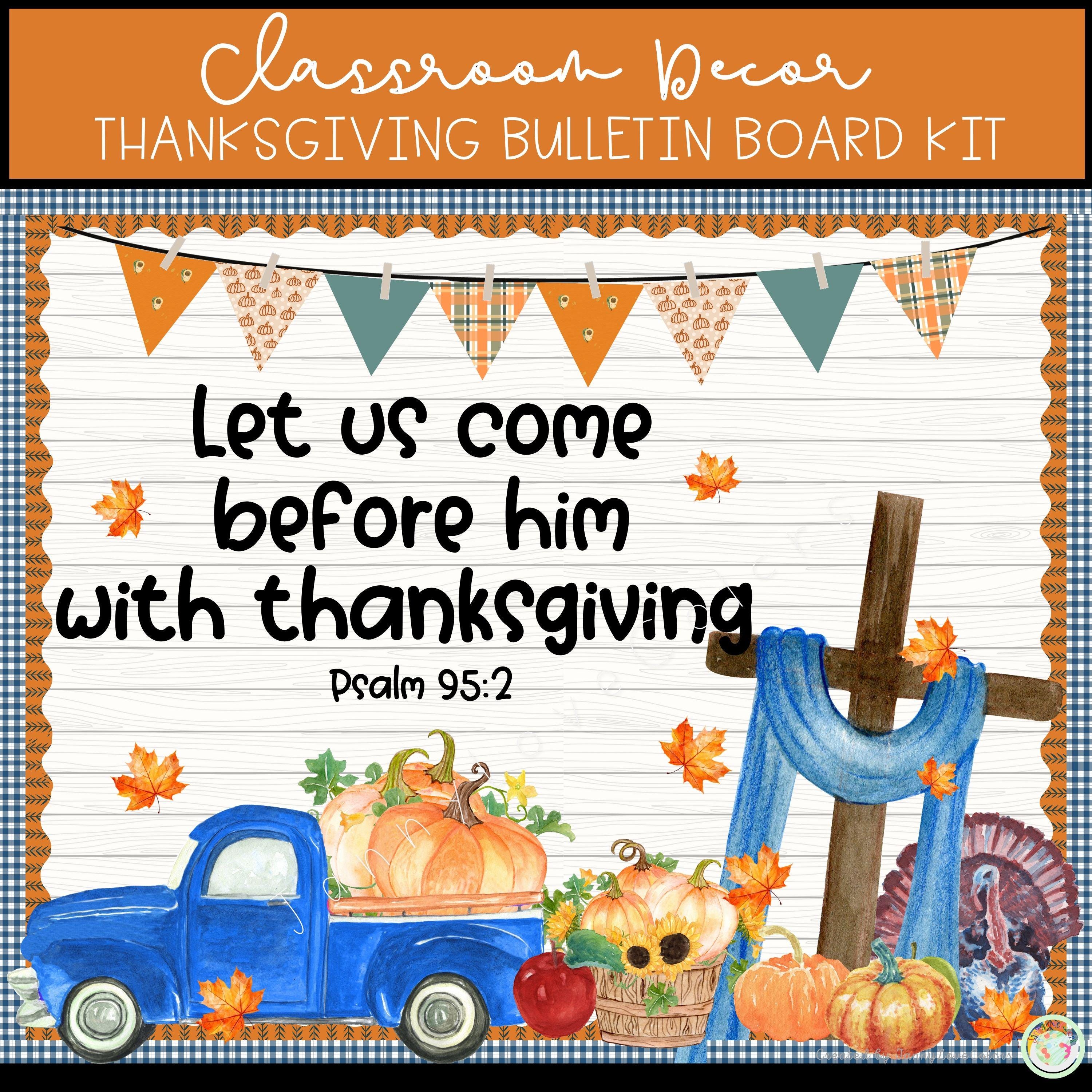 Christian Thanksgiving Bulletin Board Kit Bible Verse Door Decor - Etsy