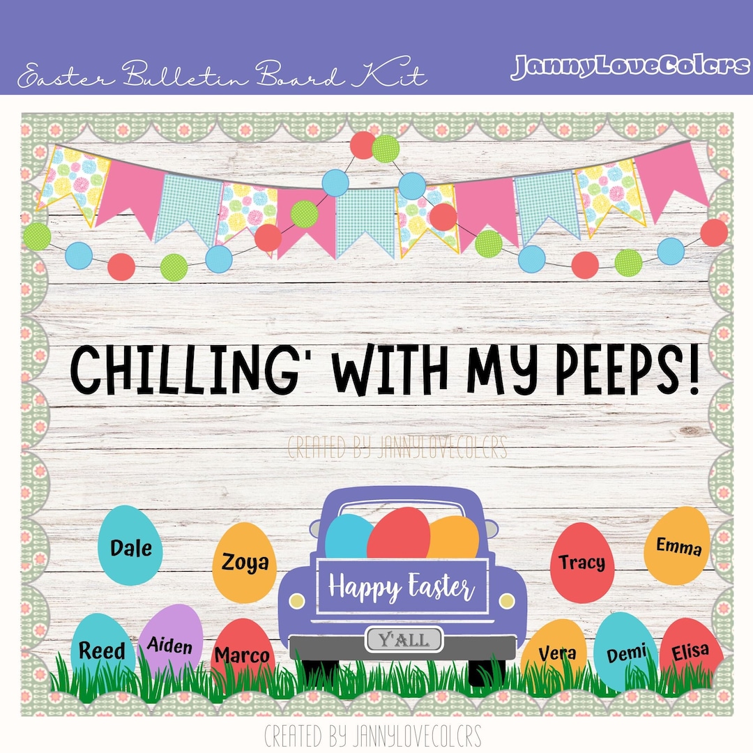 Chilling With My PEEPS Easter Bulletin Board Kit Spring Door Decor ...