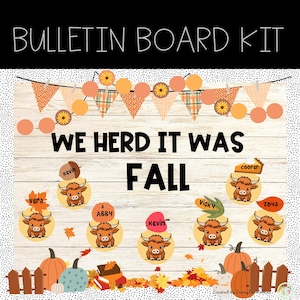 Fall Bulletin Board Kit, Highland Cow Fall Bulletin Board, Autumn ...