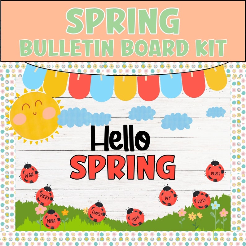Spring Bulletin Board Kit Spring Door Decor Ladybug Editable - Etsy