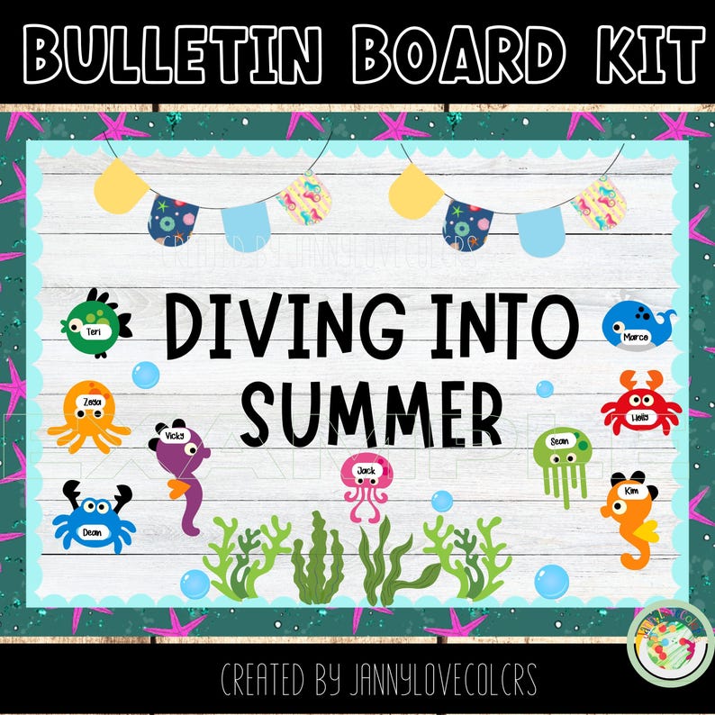 Ocean Animals Summer Bulletin Board Kit: End of Year Decor (digital ...